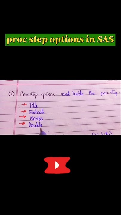 sas programming for beginners | OPTIONS IN SAS#sas notes 📒 - YouTube