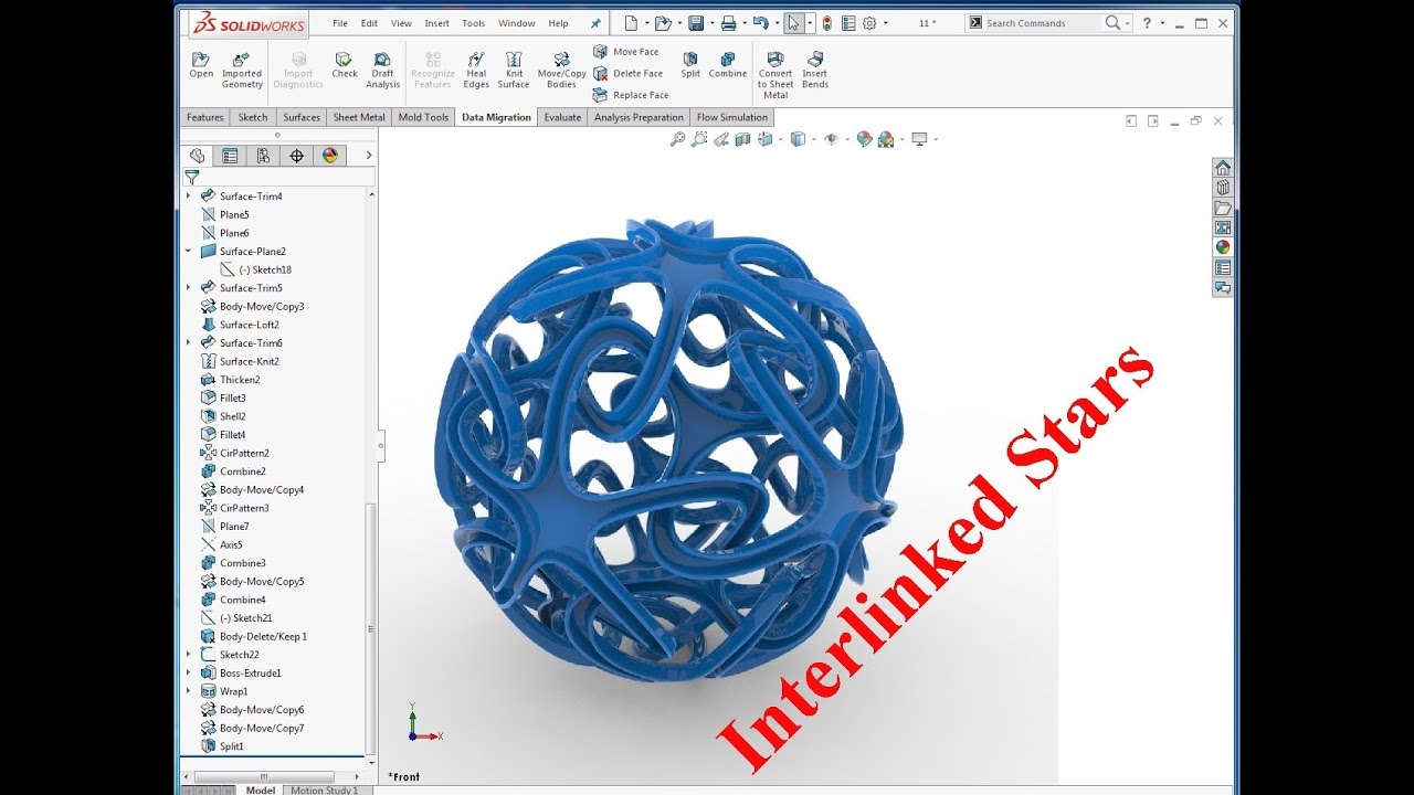 Solidworks tutorial|| Complex Interlinked Stars Geometry in Solidworks ...