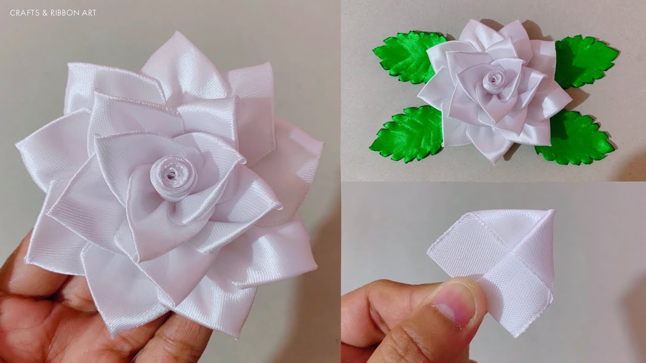 Very Easy Idea | How to Make Satin Ribbon Flower | Handmade diy ribbon ...