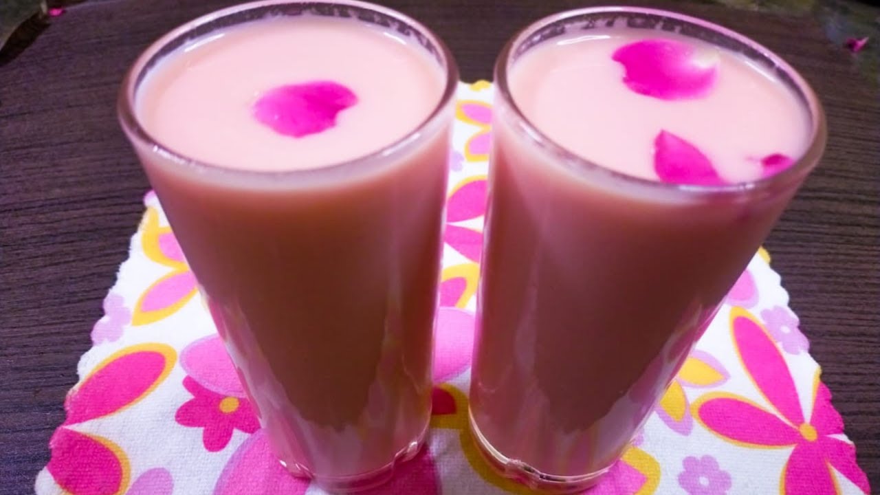 Rose milk recipe/How to make Rose milk/Cool drink recipe - YouTube