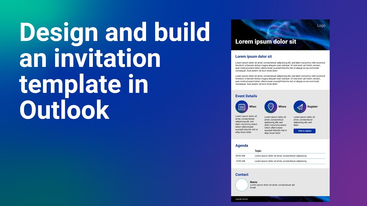 How to design and build an invitation HTML template in Outlook - YouTube