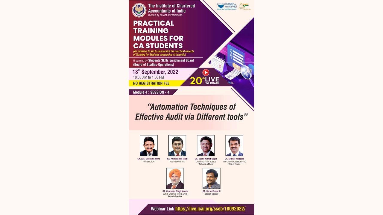 20th Live Webinar on ''Practical Training Modules for CA Students ...