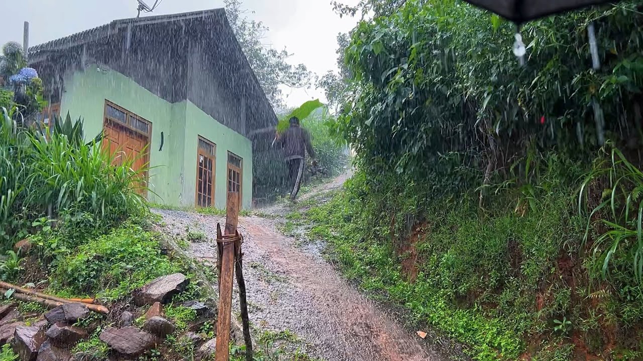 Fear of landslides⁉️Heavy rain in cliff villages||high rainfall is very ...