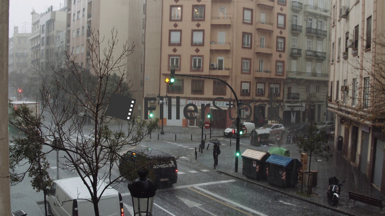 Valencia view during heavy hailstorm, Spain - YouTube