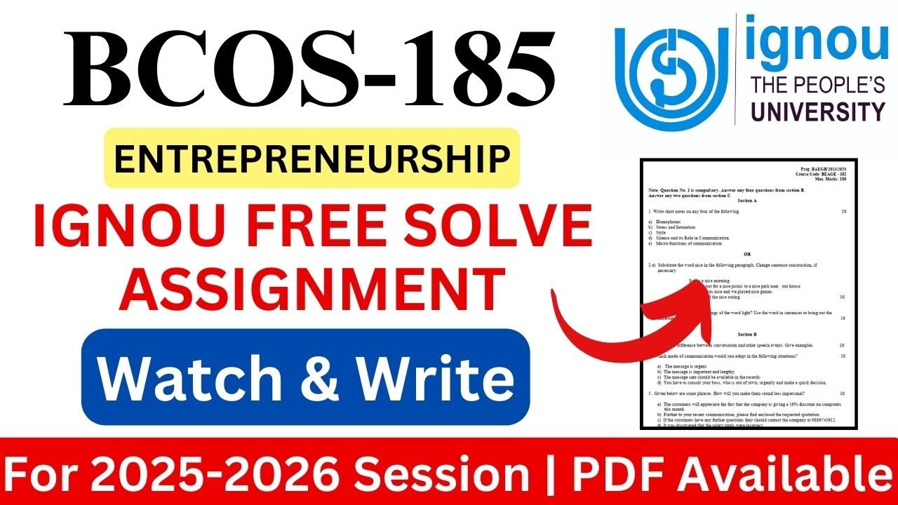 IGNOU BCOS-185 English 2025-2026 Solve Assignment | IGNOU Free Solve ...