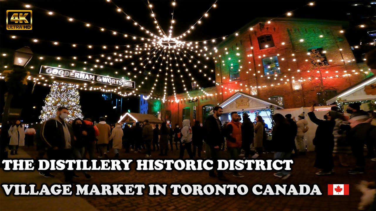 【4K】The Distillery Historic District Village Market in Toronto Canada ...