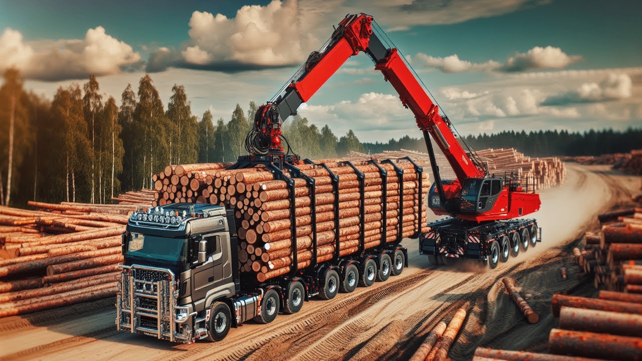 Discovering log trucks equipped with self-loading pick-up levers ...