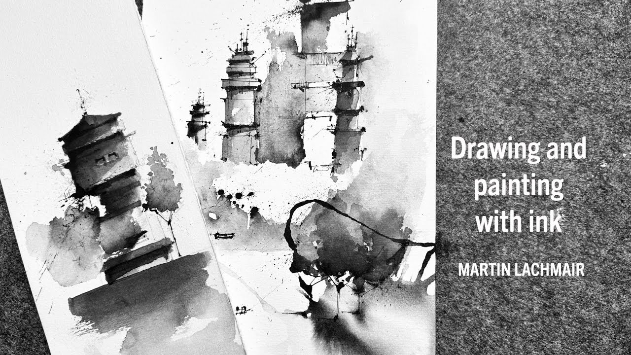 Ink drawing Plain Air - YouTube