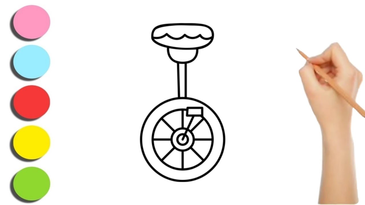 Unicycle Drawing, Painting & Coloring for Kids & Toddlers | Unicycle ...