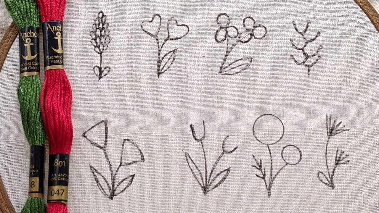 VERY VERY EASY 5 MINUTE EMBROIDERY DESIGNS DRAWING AND STITCHING FOR ...