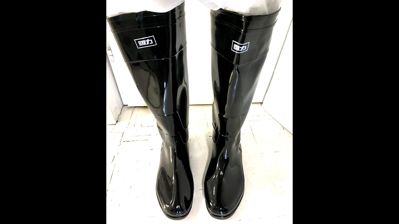 HEAVY SUPER SHINY THICK TALL SOFT ''RUBBERY'' PVC BOOTS DEEP BLACK 45cm ...