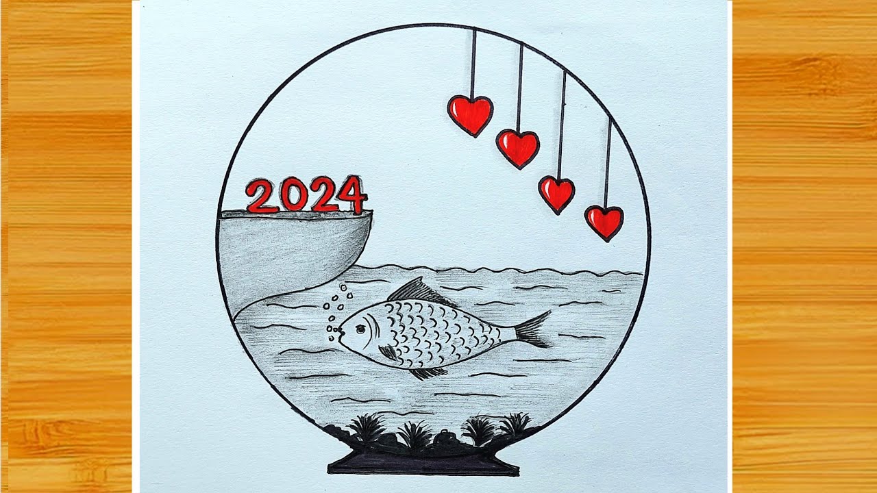 New year Drawing 2024 | new year drawing |Happy New year drawing easy ...