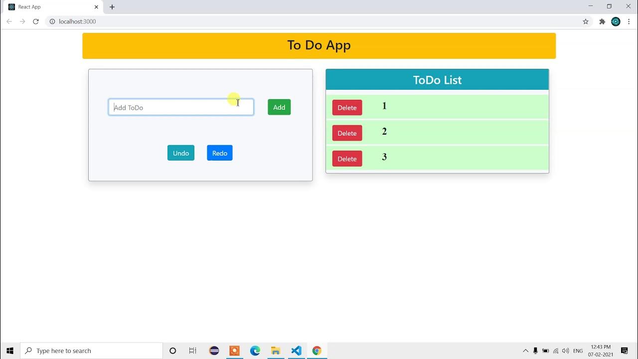 ToDo App in React JS with Undo & Redo feature - YouTube