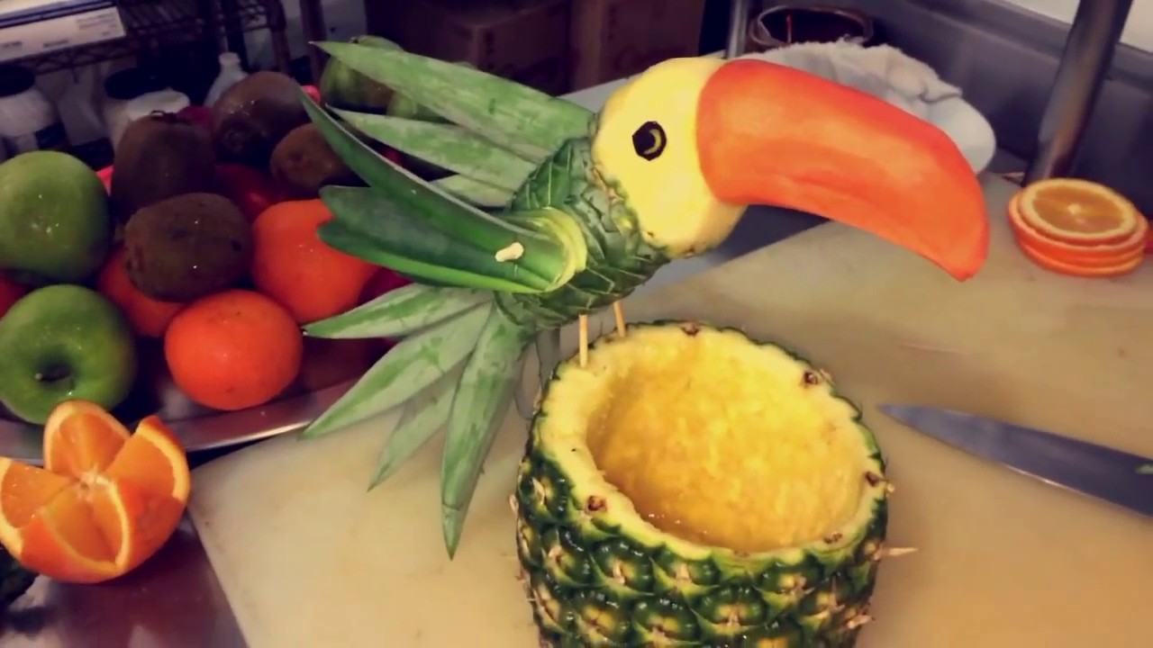 Decoración de frutas con piña 2017 - YouTube