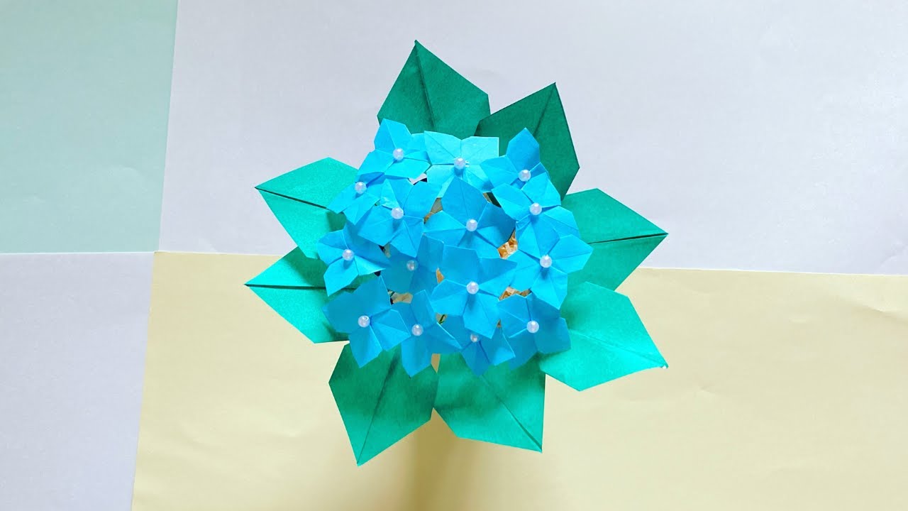 How to make paper origami Hydrangea - easy way - YouTube