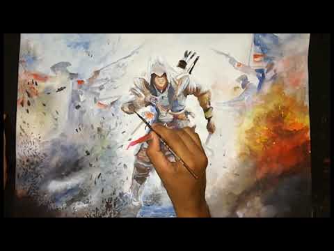 Assassin's creed 3 speed Watercolor Drawing - YouTube