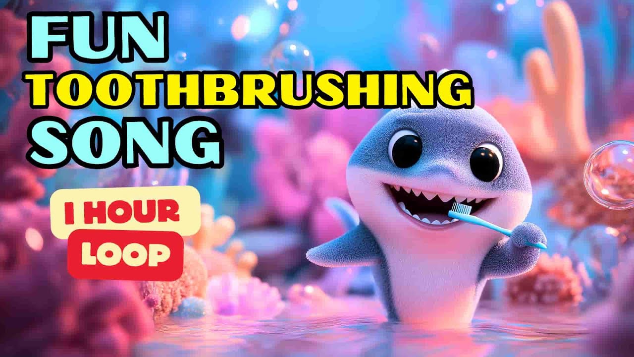 Fun Toothbrushing Song for Toddlers | 1 Hour Loop | Baby Shark Style ...