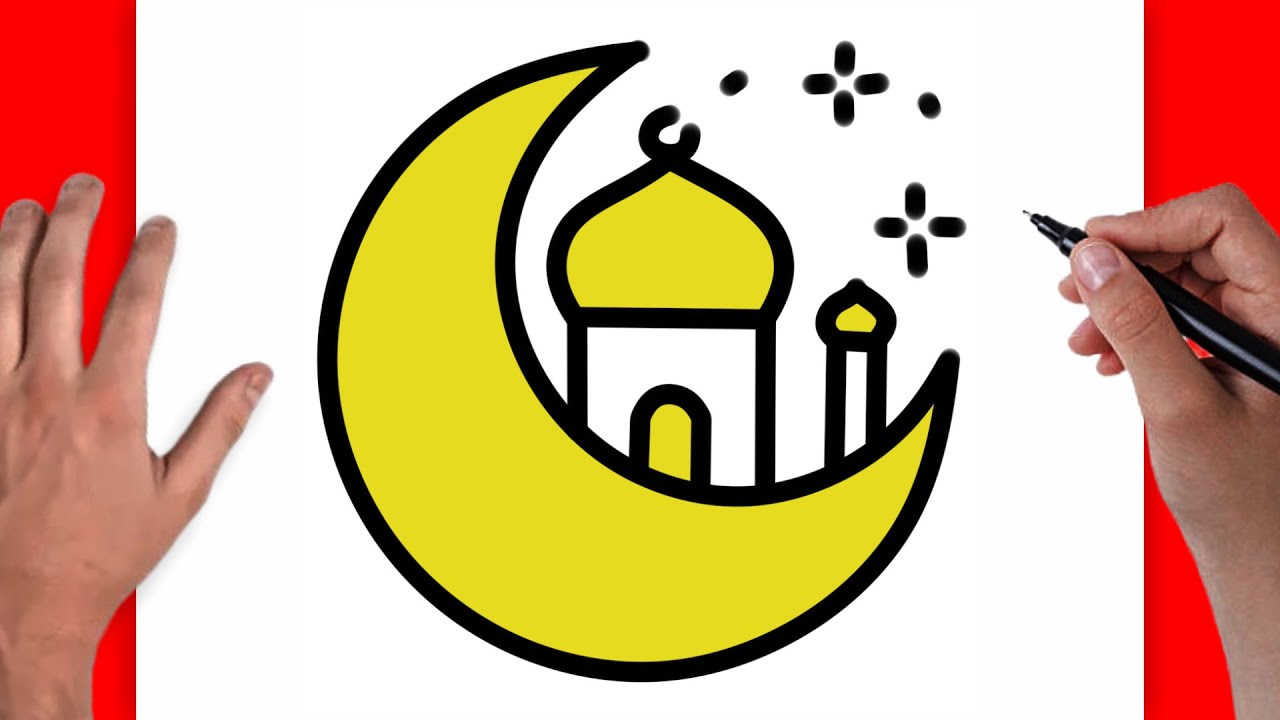 HOW TO DRAW MOSQUE AND MOON | DRAWING STEP BY STEP - YouTube