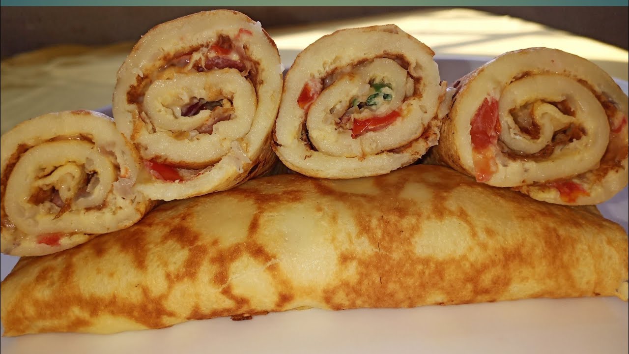 Crepe egg roll | egg rolls recipe | easy snacks recipe | Egg crepe roll ...