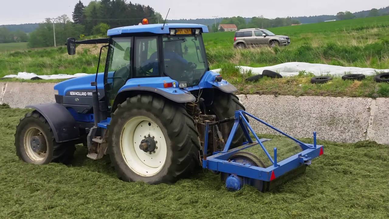Home made roller in grass silage in farm ZD Příchovice - video 2 - YouTube