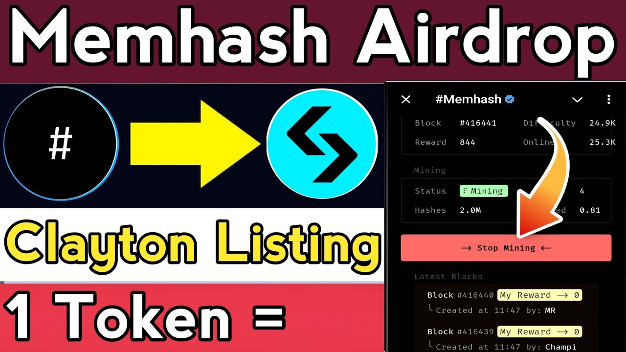 Memhash Airdrop Verified Mining || Memhash Airdrop New Update || Clayton Airdrop listing date ...