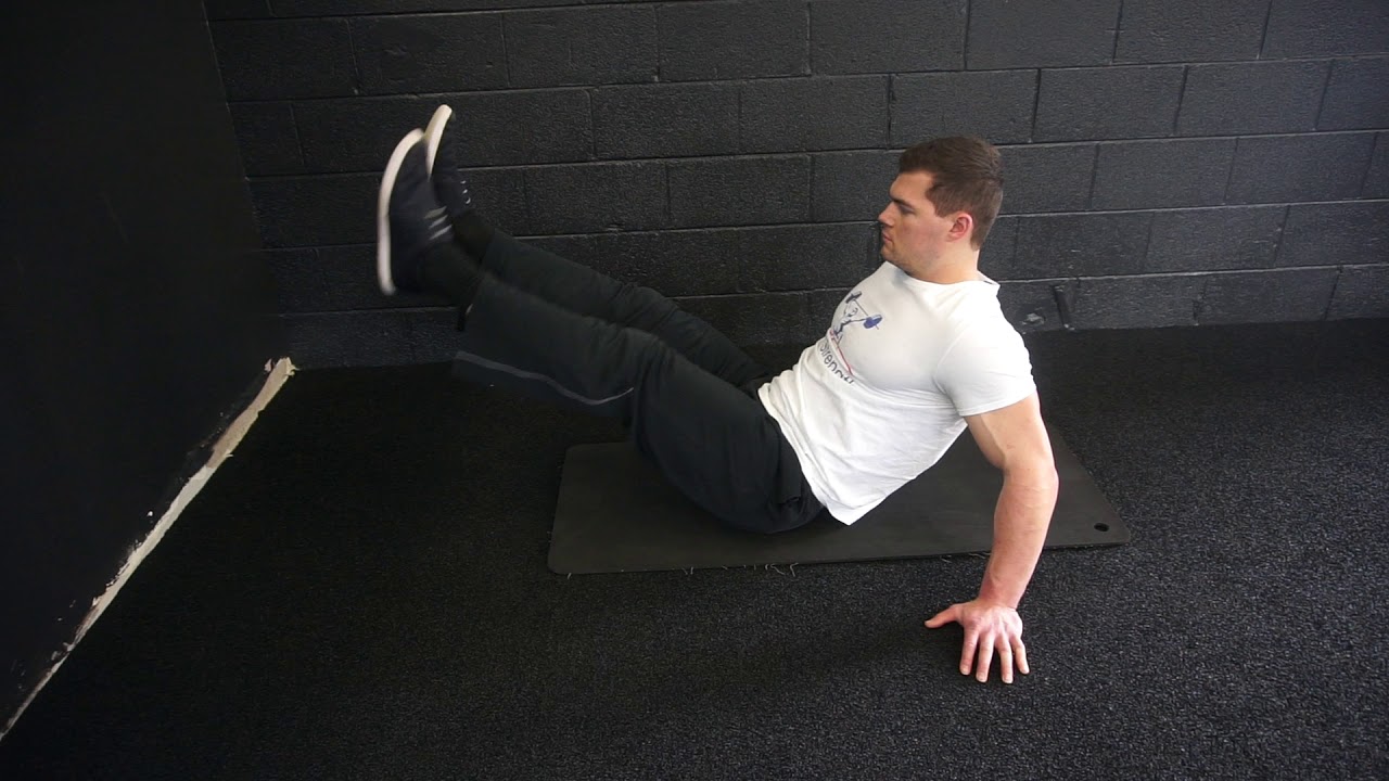 Hand-Supported V-Sit Hold with Leg Drops - YouTube