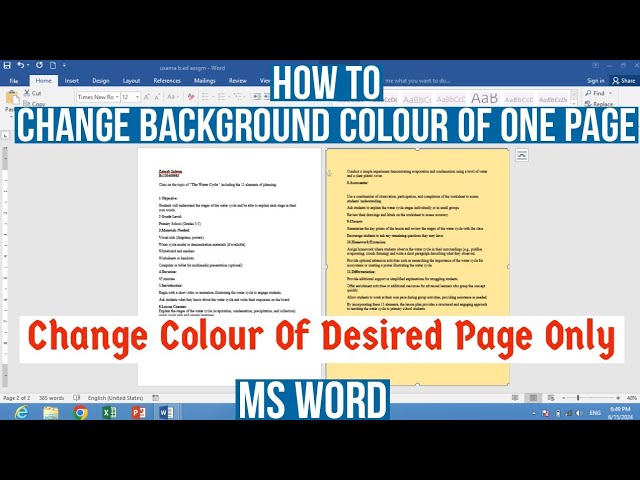 How To Change The Background Color Of A Single Page In Ms Word ...