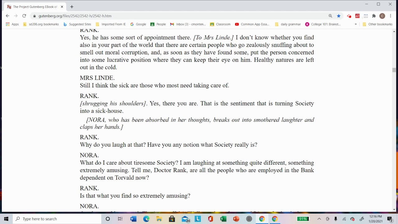 A Doll's House Act 1 Continued (Nora, Mrs. Linde, Krogstad, Dr. Rank ...