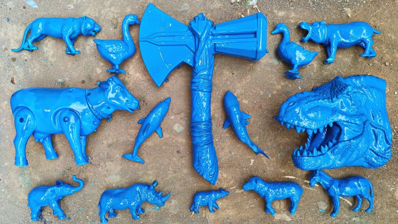 Membersikan gajah, Sapi, bebek, angsa, domba, kuda, badak, hiu - YouTube