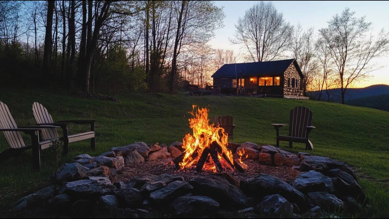 Cozy Campfire by the Cabin 🔥🌲 A Perfect Evening - YouTube