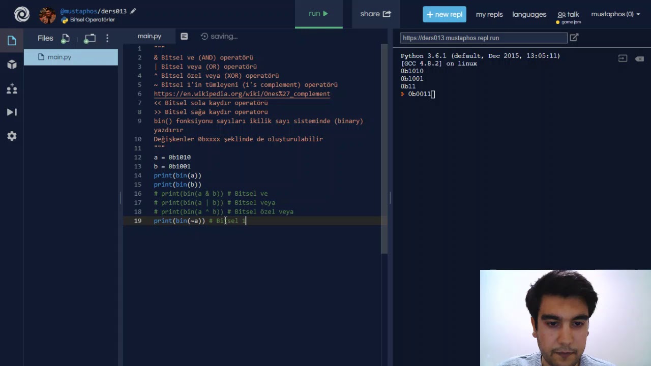 Kolay Yoldan Python Programlama Öğrenin - Ders 013 - Bitsel Operatörler - YouTube