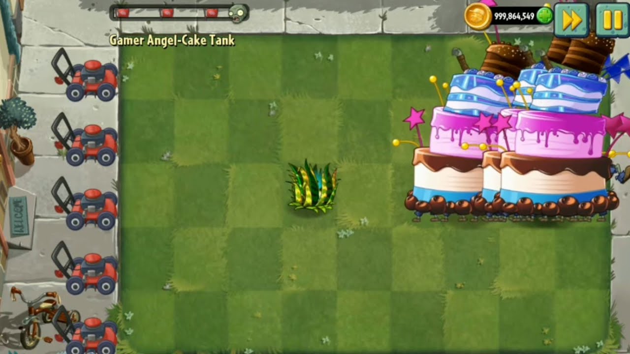 Plants Vs Zombies 2- Tiger Grass Vs Cake Tanks - YouTube
