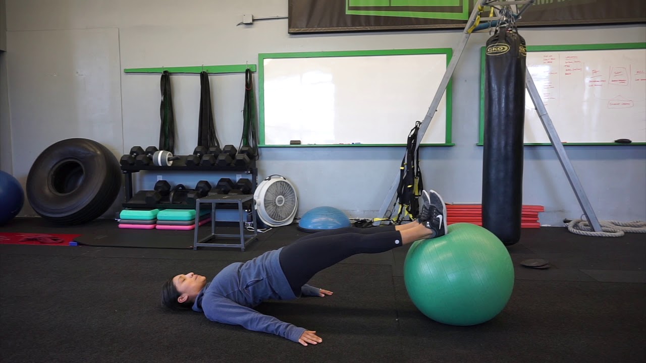 Stability Ball Straight-Leg Bridge - YouTube