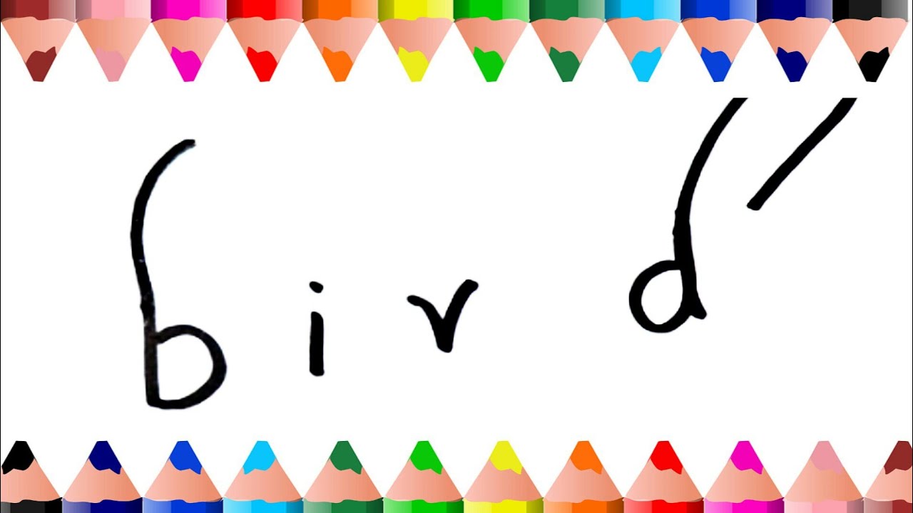 Easy Drawing ! How To Turns Bird word into cute Bird step by step ...