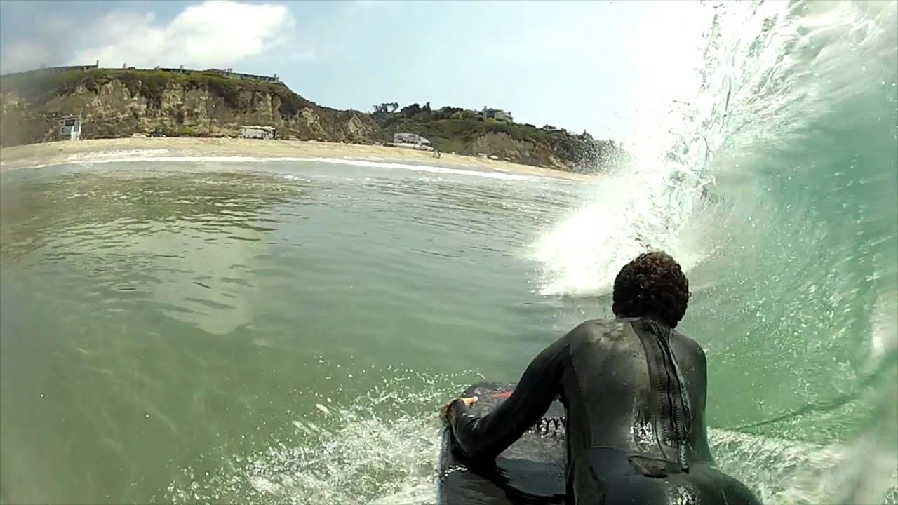 Bodyboarding at Point Dume with custom GoPro body board mount HD - YouTube