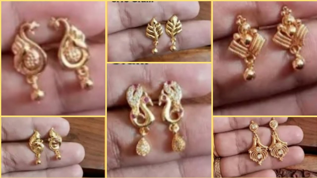 simple gold trending design daily wear earrings collection - YouTube