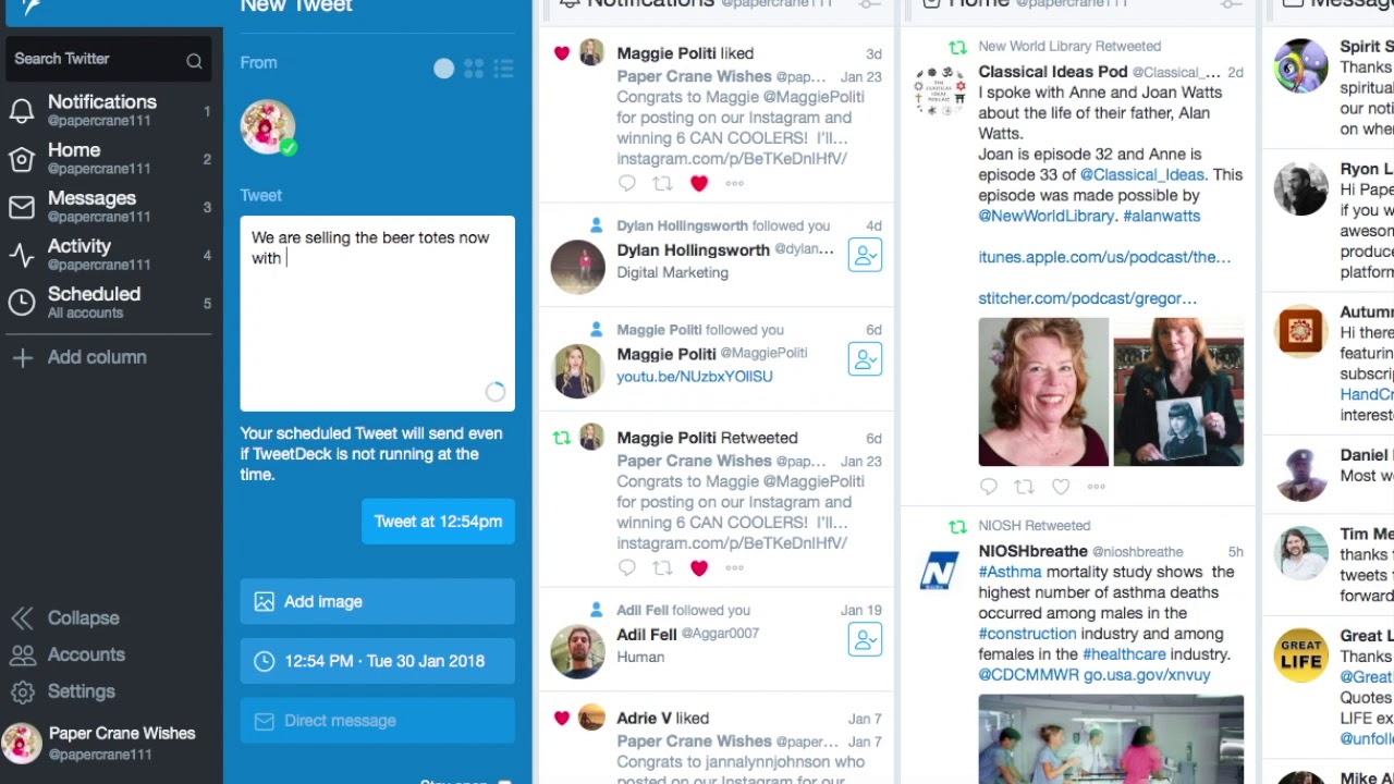 How to schedule social media posts on Twitter, How to use Tweetdeck ...