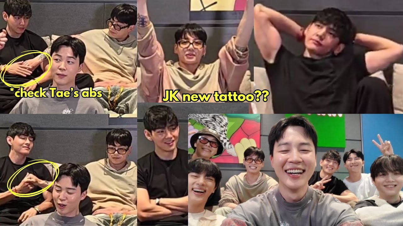 JUNGKOOK CHECKING TAEHYUNG ABS AND THEN TAE HOLDING HIS HANDS 😭😭 ...