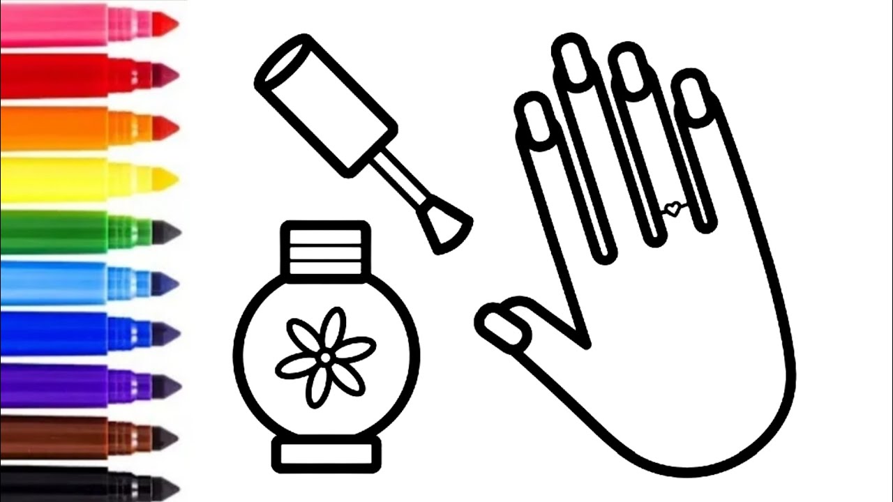 How to draw Nail Polish 💅 | Nail Polish Drawing and Coloring for Kids ...