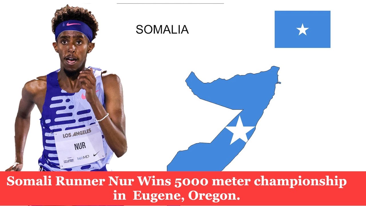Somali Runner Nur Wins 5000 meter championship in Eugene, Oregon. - YouTube