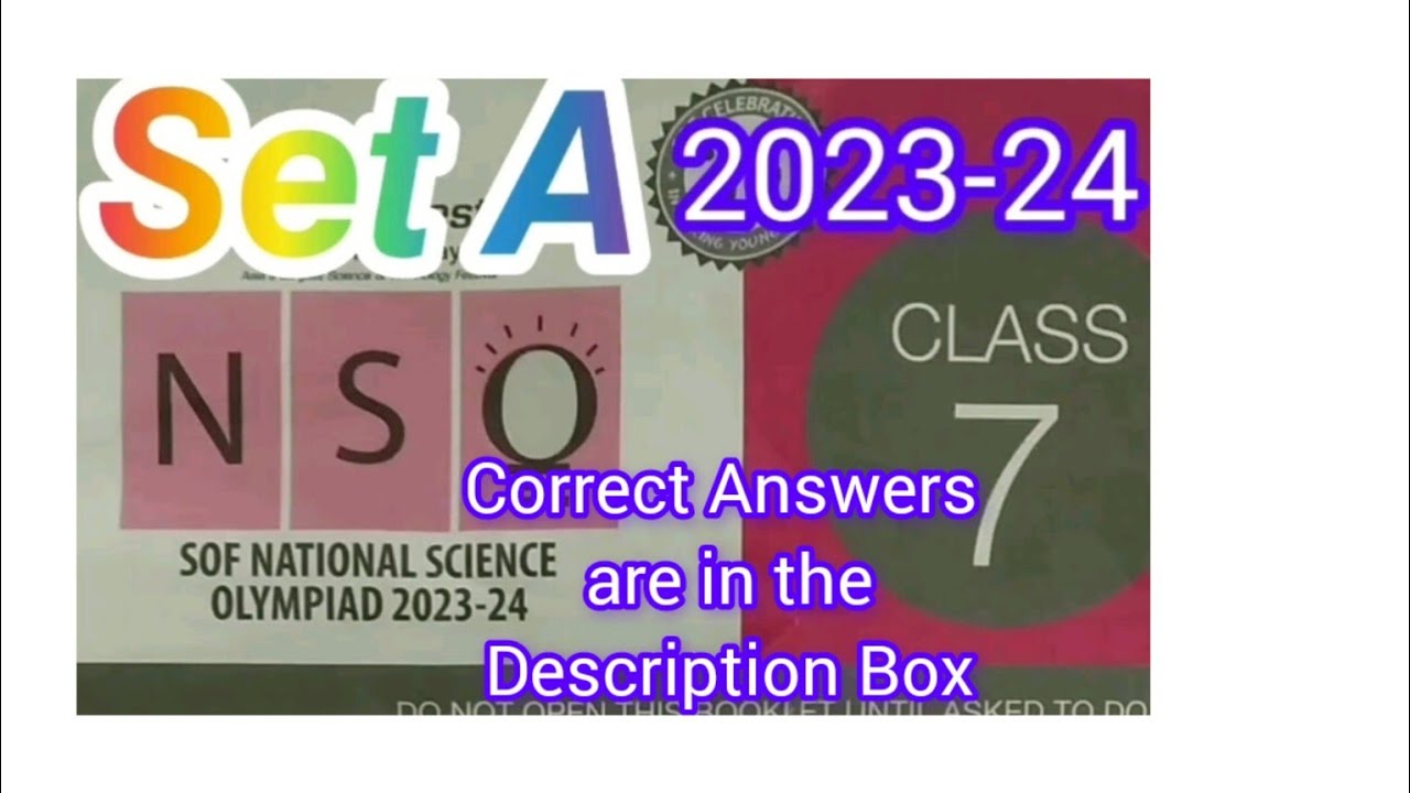 NSO Olympiad class 7 2023 answer key - YouTube
