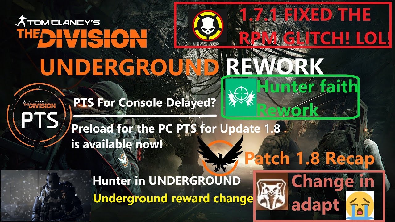 The Division Underground | STATE OF THE GAME | 21/09/2017 | PATCH 1.8 ...