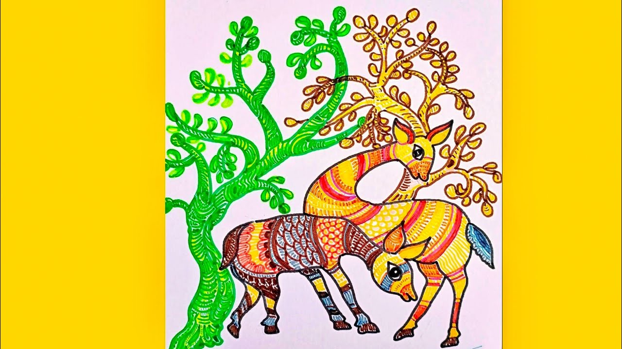 Madhubani Drawing Step by Step | Easy drawing by Dadu Art Class - YouTube