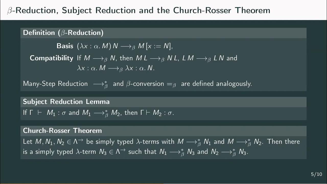 Properties of the Simply Typed Lambda Calculus (2.2) - YouTube
