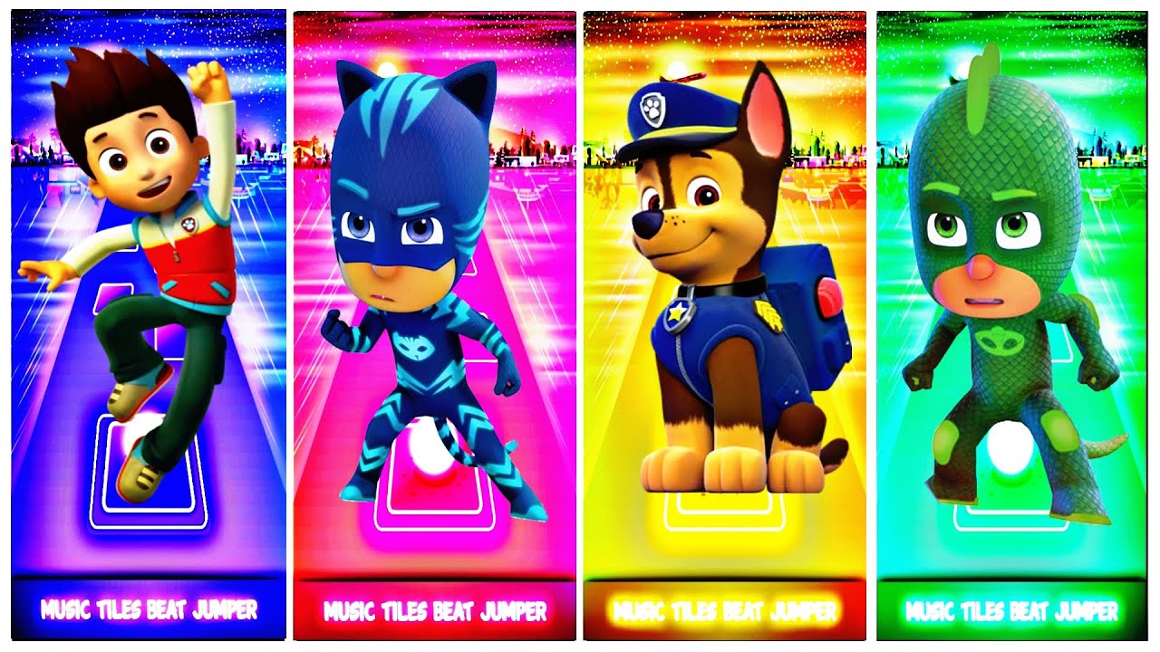 Tiles Hop Challenge Paw patrol Ryder Vs PJ Masks vs chase Vs masks wow ...