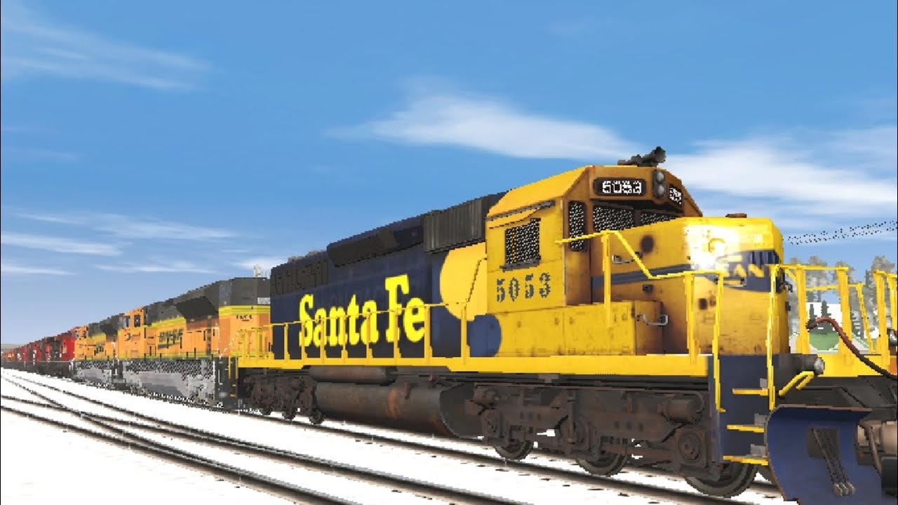 Trainz 3: EX-ATSF SD40-2 leading CPKC power move in Centrella Sub Division - YouTube