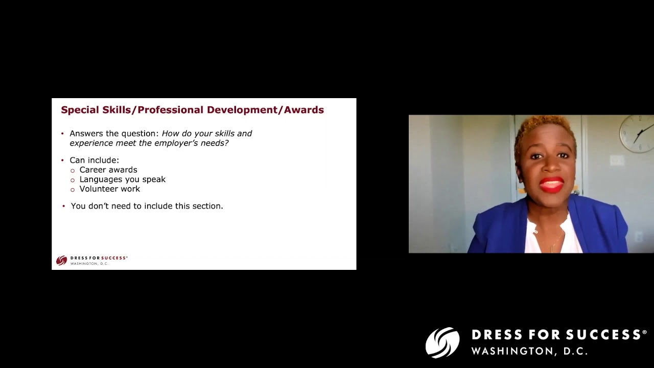 Dress for Success Washington DC - Creating a Standout Resume - YouTube