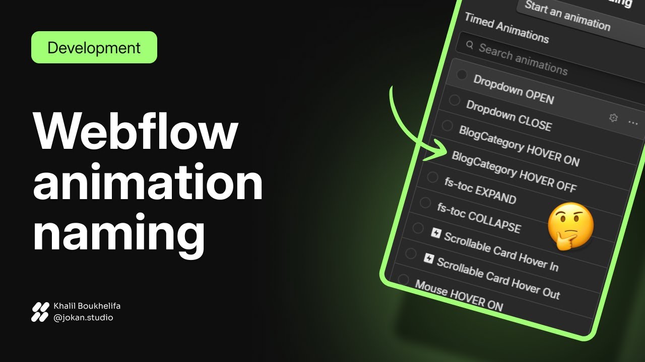 How do I properly name my animations in my Webflow development process ...