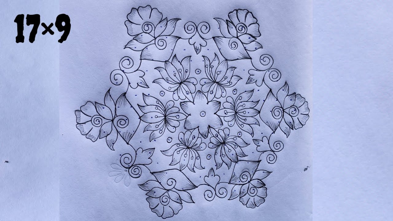 17*9 dots simple Lotus flower design - YouTube