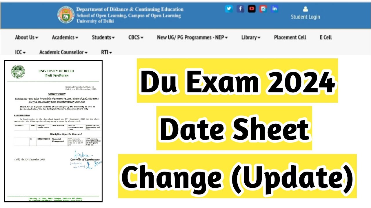 Du Exam 2024 Date Sheet Change | Ran2goal (DU SOL) #dusol #du #degree # ...